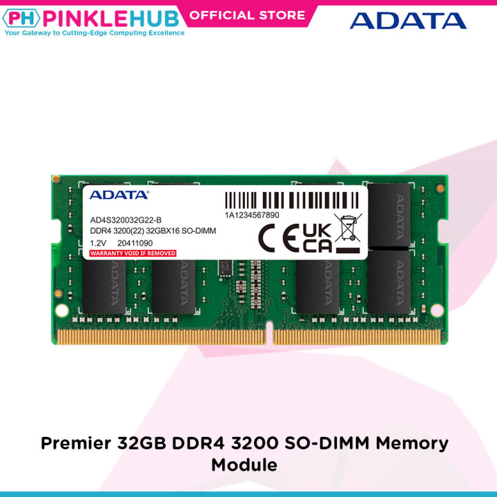 PinkleHub | ADATA Premier 32GB DDR4 3200 SO-DIMM Memory Module (AD ...