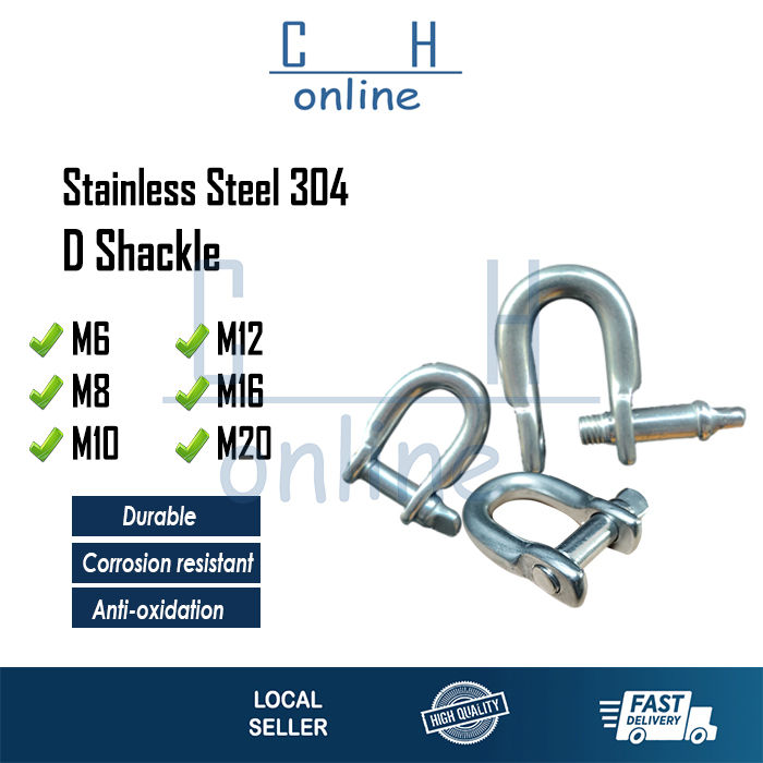 STAINLESS STEEL 304 D SHACKLE M6 M8 M10 M12 M16 M20 /白钢西格 | Lazada