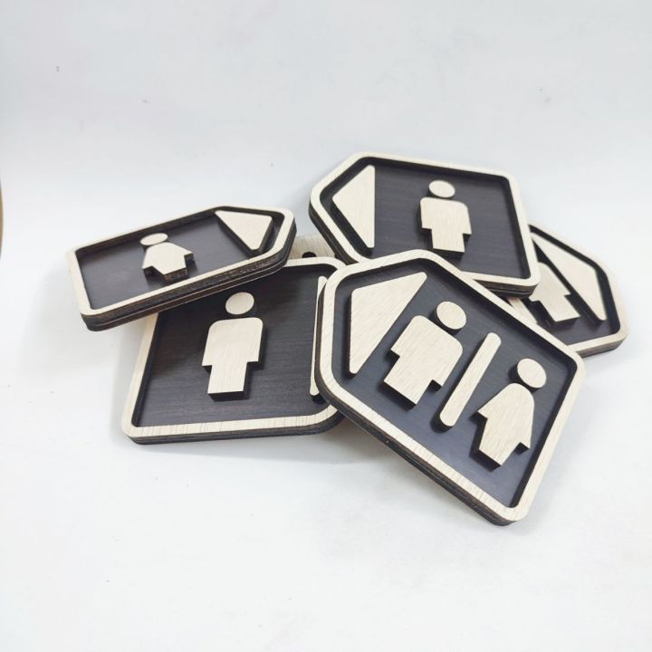 (Top Craft) Papan Tanda Arah Tandas Toilet Wood Signage Arrow Minimalis ...