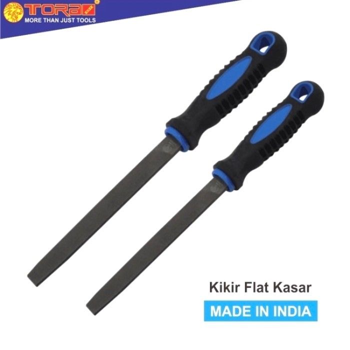 Kikir Flat Kasar Gagang Karet Tora 8 inch & 12 inch / Kikir Besi INDIA ...