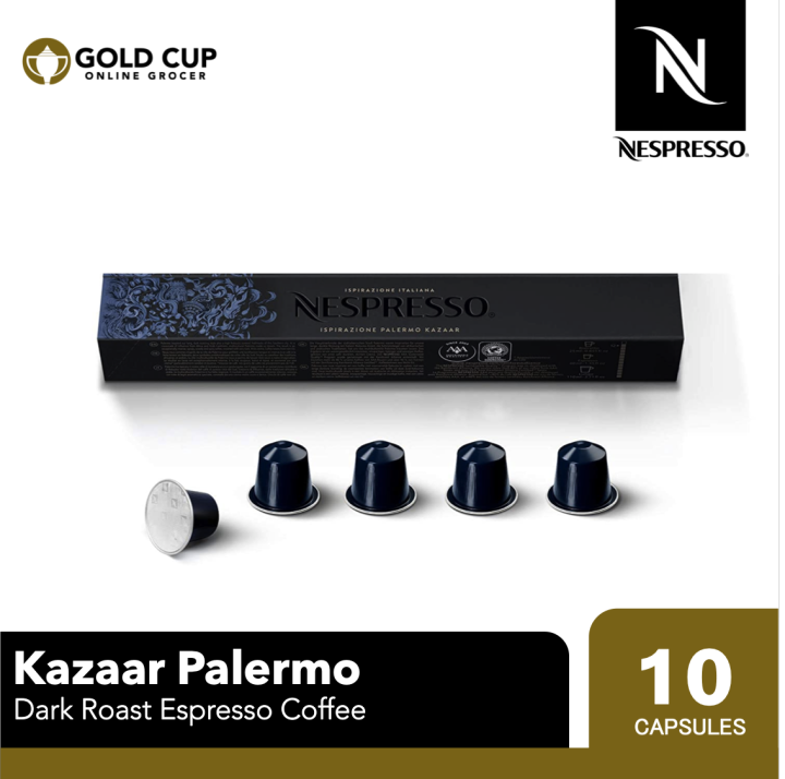 Nespresso Kazaar Palermo (Dark Roast Espresso Coffee) 10 Capsules ...