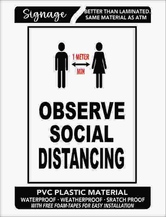 OBSERVE SOCIAL DISTANCING (PVC SIGNAGE) | Lazada PH