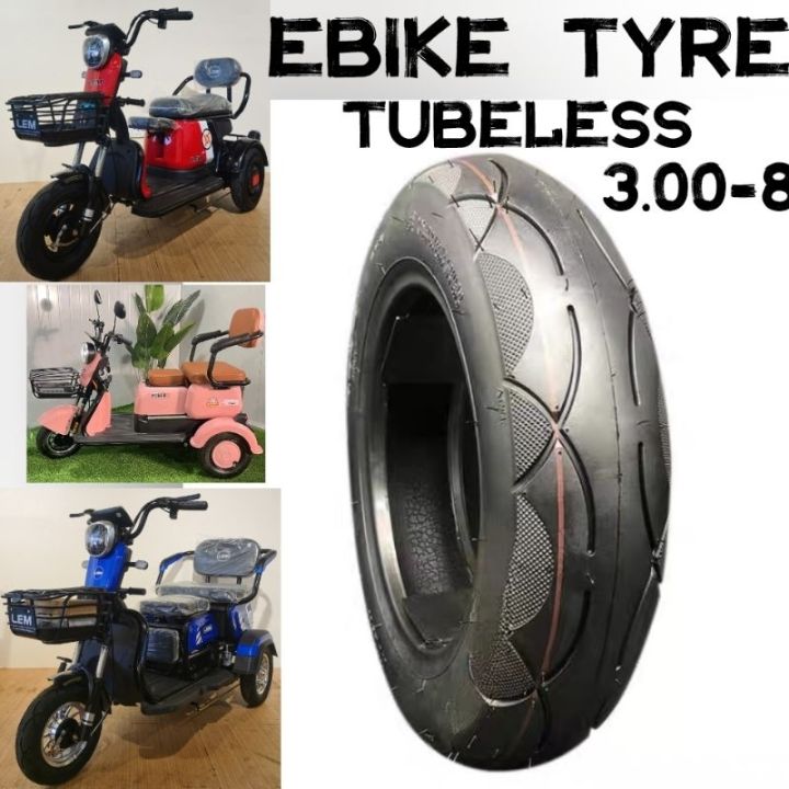 VVM: 3.00-8 TUBELESS TYRE TAYAR BASIKAL ELETRIK RODA TIGA 300*8 EBIKE ...