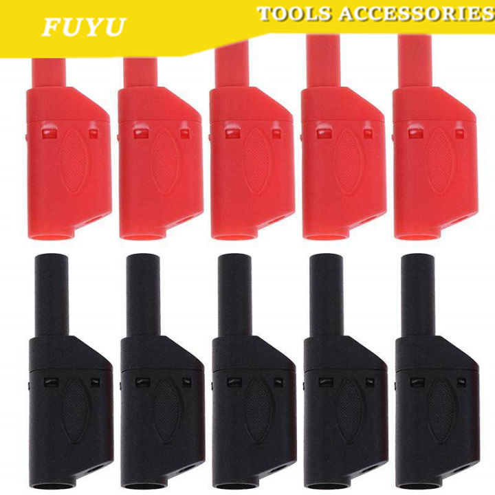 10pcs safety 4mm male stackable banana plug connector shrouded fully ...