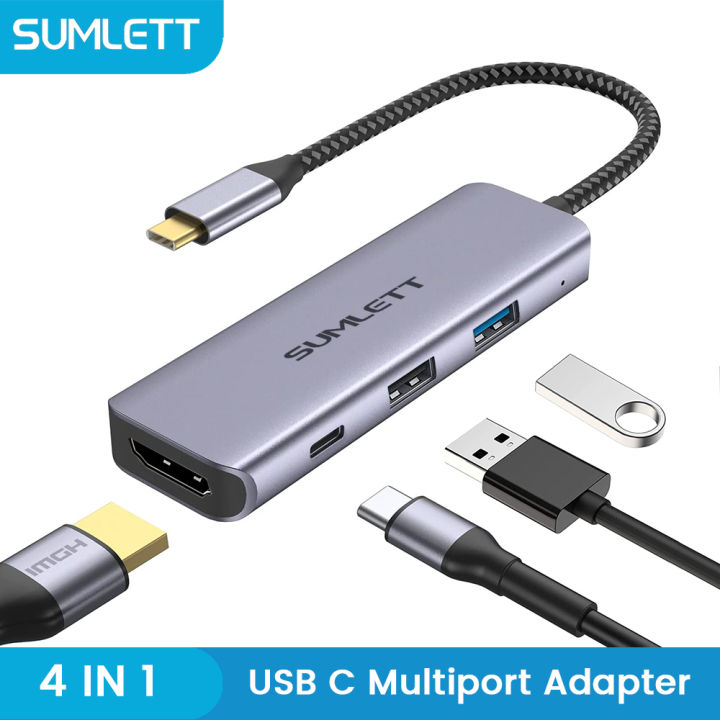Sumlett Usb C Hub 4 In 1 Type C To Hdmi Compatible Multiport Adapter