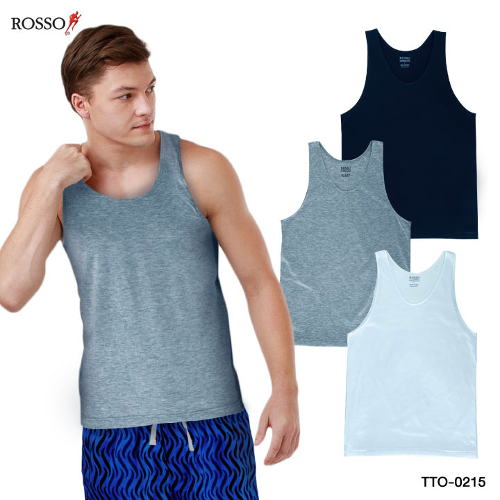 Rosso เสื้อกล้าม สีพื้น ผ้า Cotton ใส่สะบาย (1ตัว/แพ็ก) TT0-0215 ...