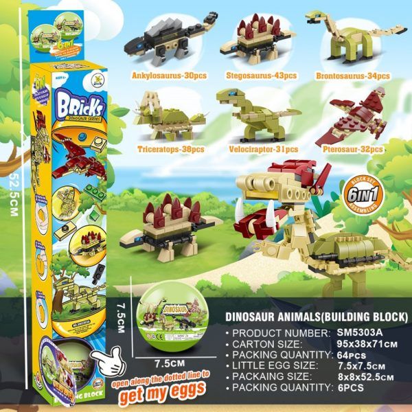 *ALM SHOP* 6 in 1 Eggs Capsules Toys Dinosaurs Mini Building Blocks ...