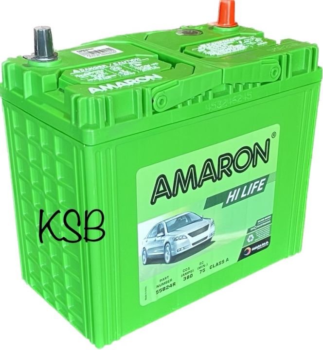 Amaron 55B24 Hi-life /45Ah /380cca /ยxกxส = 238x129x227 มม.แบตเตอรี่อายุยืนเกรดพรีเมียม คุณภาพ ...