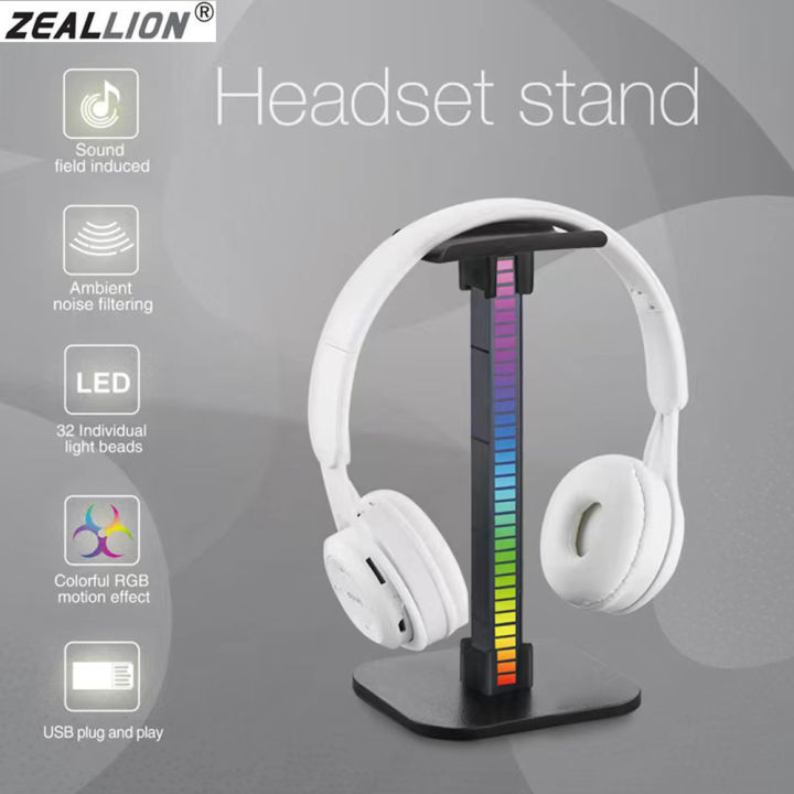 Zeallion RGB Headset Stand with LED Base/USB Pickup Light Computer ...