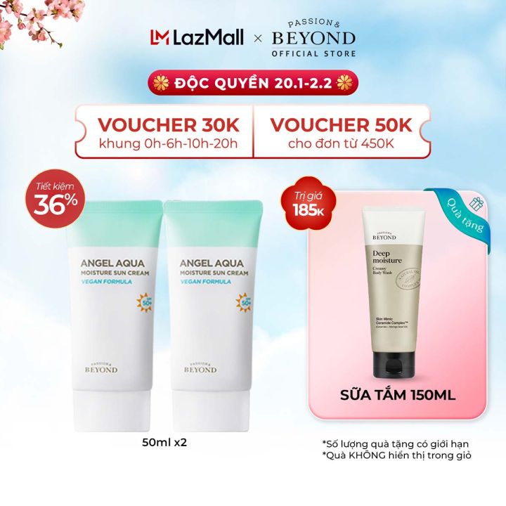Kem chống nắng làm dịu giúp hạ nhiệt Angel Aqua Moisture Sun Cream SPF 50+/PA+++ 50mlx2 | Lazada.vn