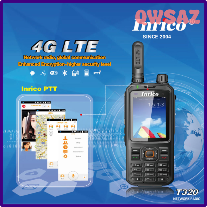 QWSAZ Inrico T320 Zello Android Network POC 4G LTE Radio Smart Phone Walkie Talkie TYPE C plug ...