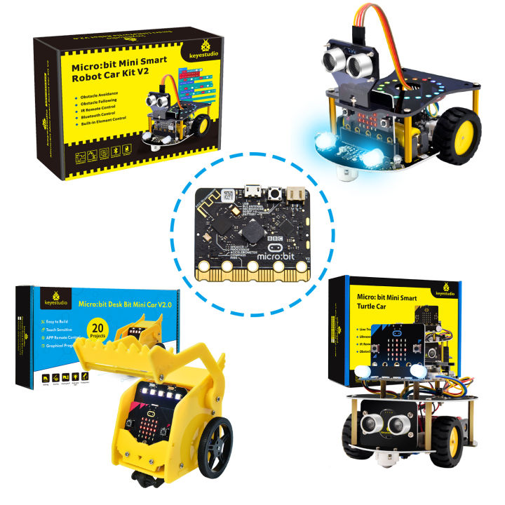 Micro:Bit V2 Robot Car Kit for MicroBit Smart Robot Car STEM Programmable Electronic Study Kit ...