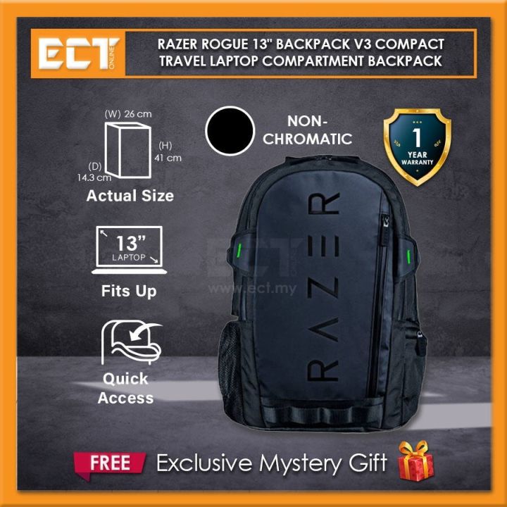 Razer Rogue 13" 15" 17" Backpack V3 Compact Travel Laptop Compartment ...