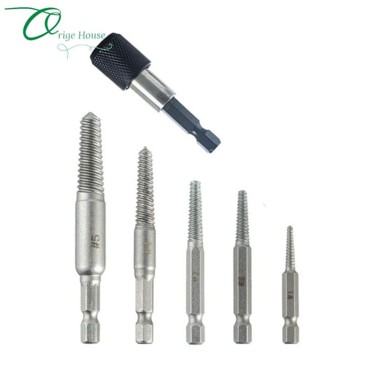 RTHRT 6pcs/set Thread Screw Extractor 1/4inch Hex Shank Corrosion ...