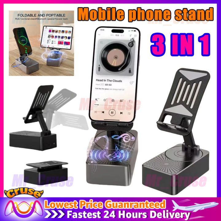 3 in 1 Bluetooth Speaker 360 Degree Phone Stand Holder Stereo HD ...