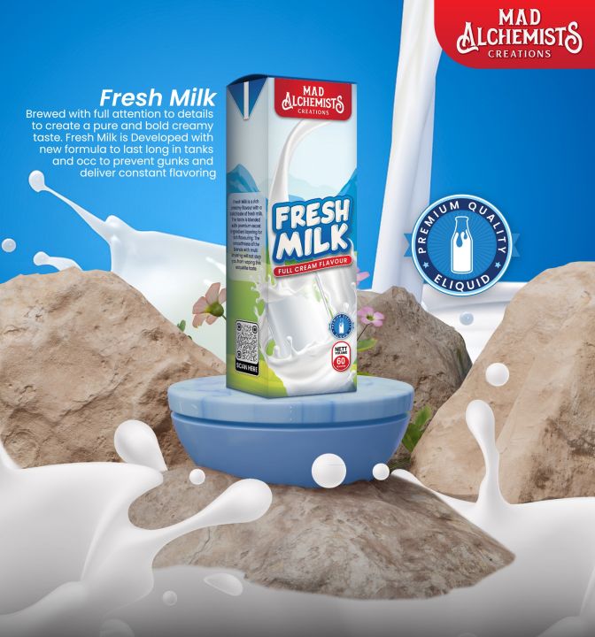 100% original SUPERPOWERKEY MAD ALCHEMIST FREEBASE Fresh Milk 60ML b11H ...