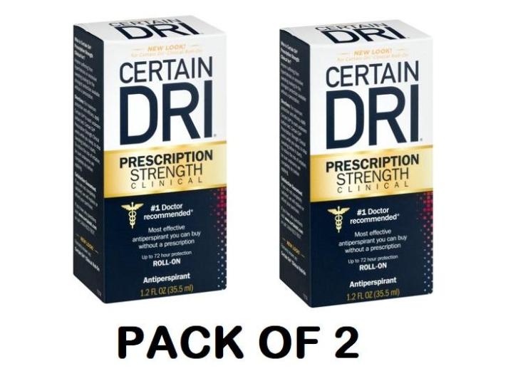 Certain Dri Prescription Protection 72 Hour Antiperspirant Roll-On (2 ...