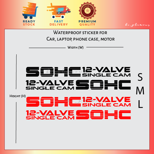 [2pcs] 12 Valve Single Cam SOHC car Sticker Reflective proton wira saga ...