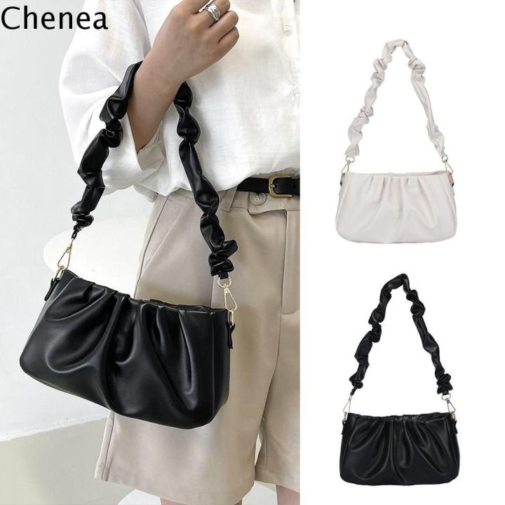 CHENEA ลำลองแบบสบายๆ กระเป๋าถือมีจีบ สไตล์เกาหลีแบบ สง่างามเรียบหรู ...