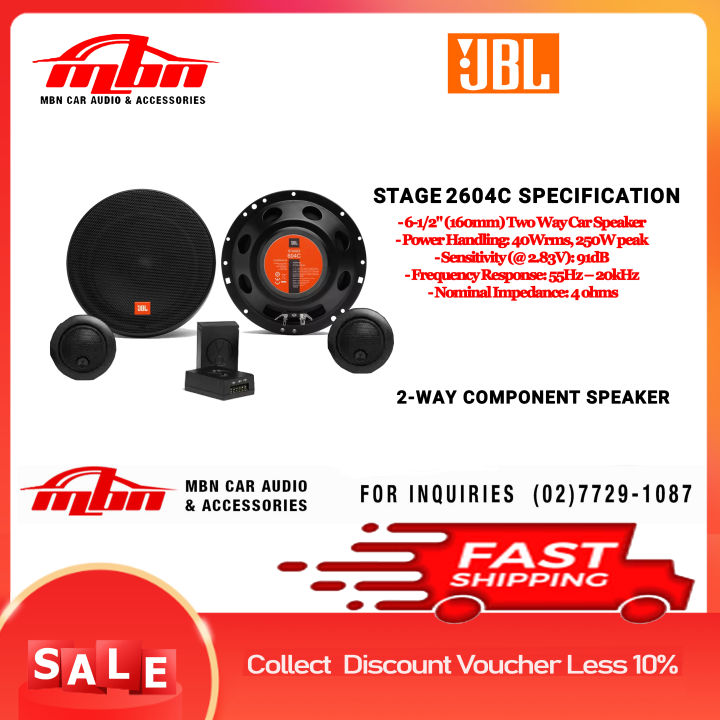 Stage2 604C JBL Stage 2 6.5" 2 way Component Speaker 45wrms,6.5 inches component speaker 250w ...