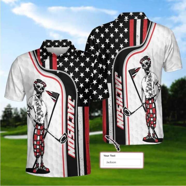 # Custom - Name Golf - Skull - Flag Polo: Sublimated Patriotic & Edgy ...