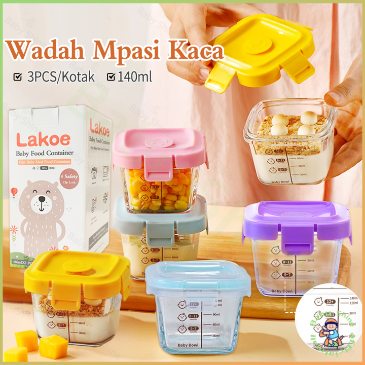 Baby Shine 3 in 1 Kotak Tempat Makan Kaca Baby Glass Food Container ...