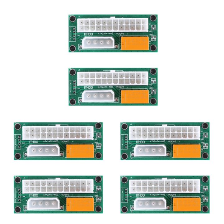 6 Pack Dual PSU Multiple Power Supply Adapter,Add2Psu ATX 24 Pin to ...