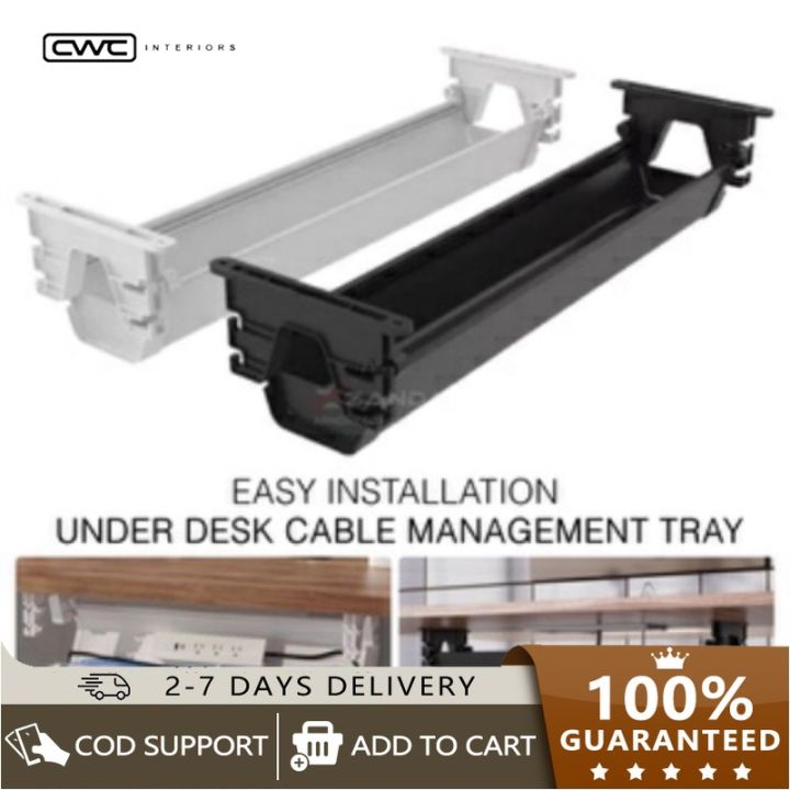 Plastic Under Desk Cable Management Tray Office Desk Cable Channel ...