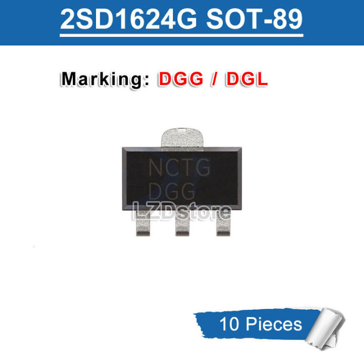 10pcs 2SD1624 Marking DGG SOT-89 2SD1624G-S-AB3-R 2SD1624G-T-AB3-R 3A ...