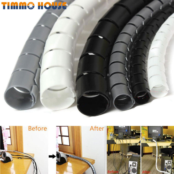 [Timmo House]2M Flexible Spiral Tube Cable Organizer Wire Wrap Cord ...