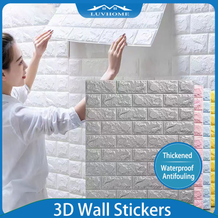 LUVHOME 3D Wallpaper Self Adhesive Foam Brick Wall Stickers Waterproof ...