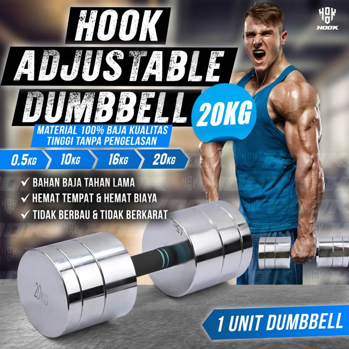 Dumble Alat Gym Dumbbell Set Hook Barble Angkat Beban Burbel Hook ...