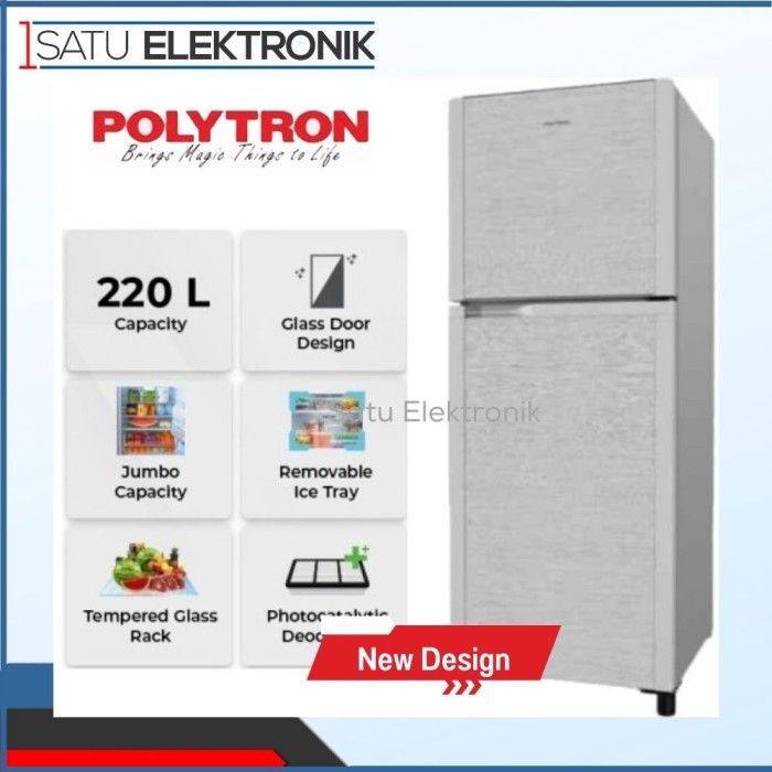 Polytron Kulkas 2 Pintu PRM23CMS Belleza 220 L Jumbo Freezer No Frost ...