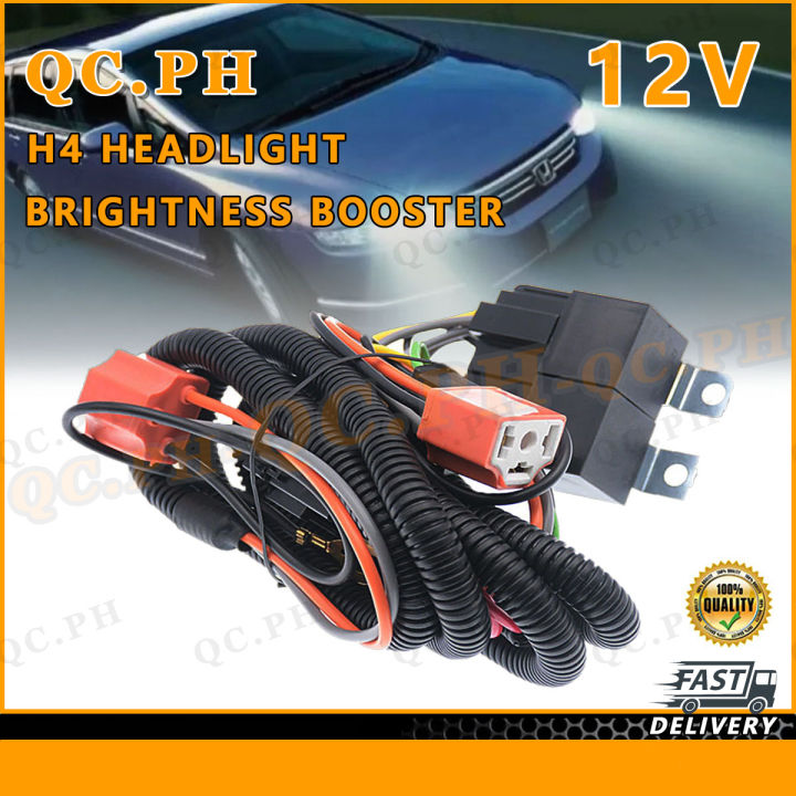 QC.PH 12V Car H4 Halogen Headlight Brightness Booster Wire Harness ...