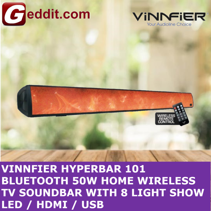 VINNFIER HYPERBAR 101 BLUETOOTH 50W HOME WIRELESS TV SOUNDBAR WITH 8 ...