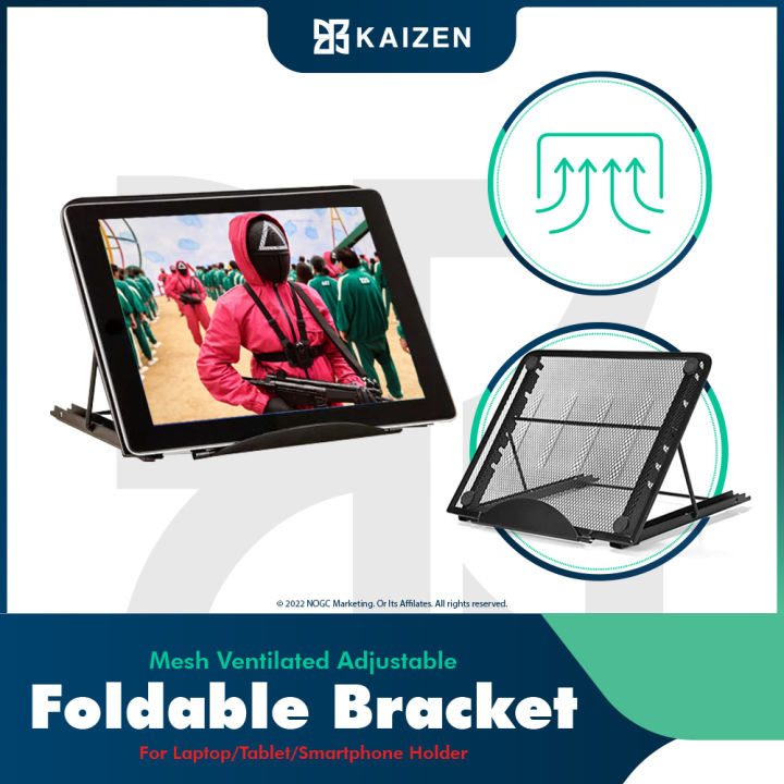 KAIZEN Mesh Ventilated Adjustable Foldable Portable Laptop Stand Tablet ...