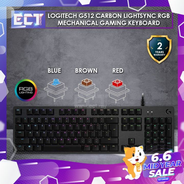 Logitech G512 Carbon LIGHTSYNC RGB Mechanical Gaming Keyboard - GX Blue ...
