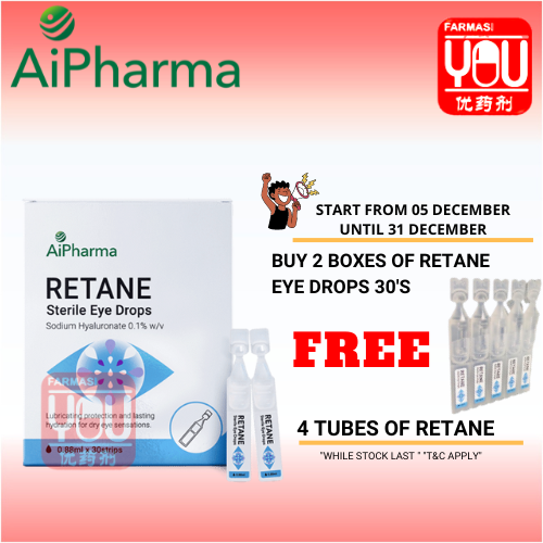 [YOUPHARMACY] RETANE STERILE EYE DROPS 0.88ML X 30STRIPS/10ML | Lazada