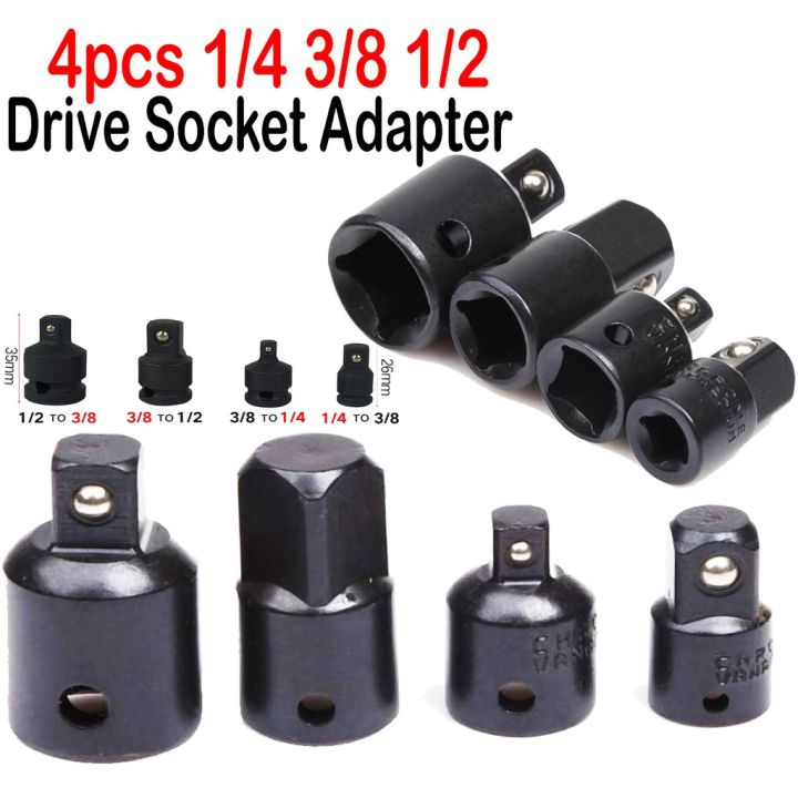 4pcs Socket Adapters 1 4 3 8 1 2 Steel Air Impact Adapter Converter