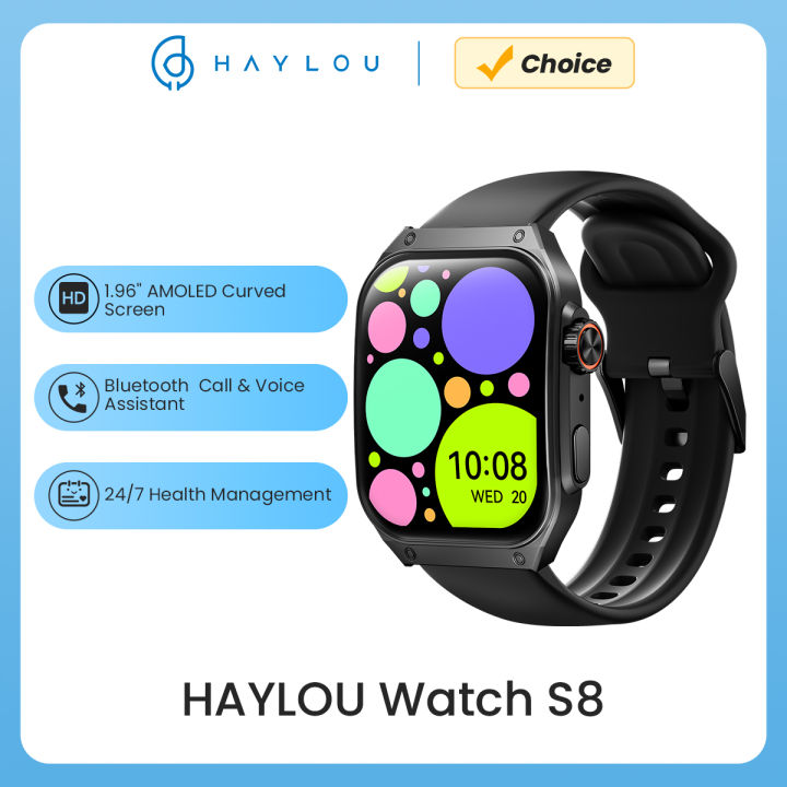 HAYLOU Watch S8 Smartwatch 1.96'' AMOLED Curved Screen BT5.3 Bluetooth ...