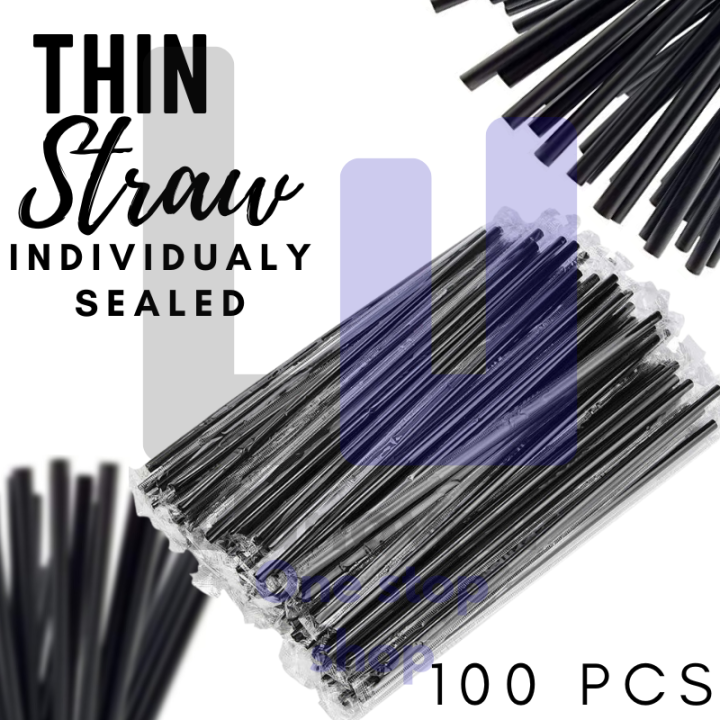 Thin Straw 23cm Individually Wrapped 100pcs for Milktea, Milk Tea ...