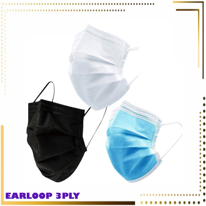 Masker 3 ply 50 pcs Earloop termurah biru plus box masker 3ply isi ...