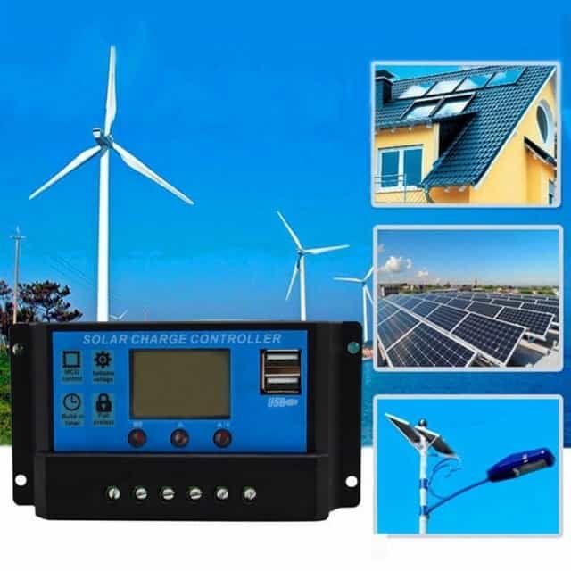 30A PWM 12V/24V Solar Panel Charger Controller Battery Regulator Dual USB Charger LCD Display ...