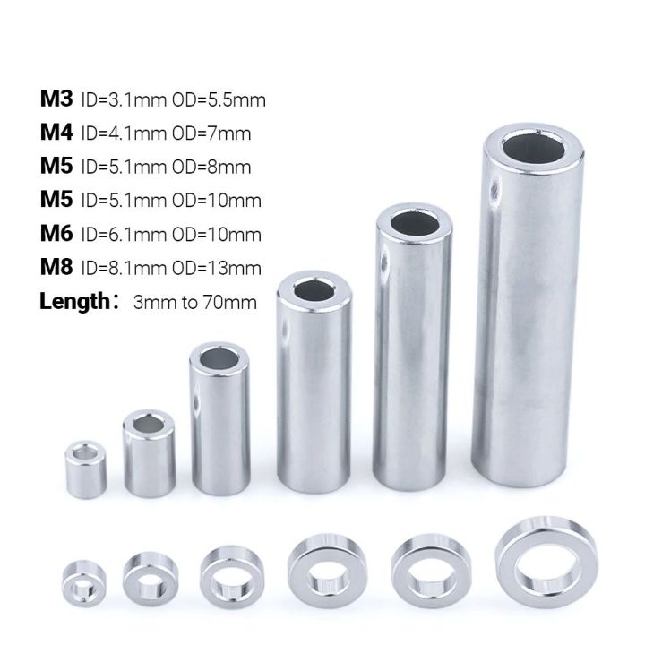 10pcs/Lot M3 M4 M5 M6 M8 Aluminium Round Spacers Flat Washer Bushing ...