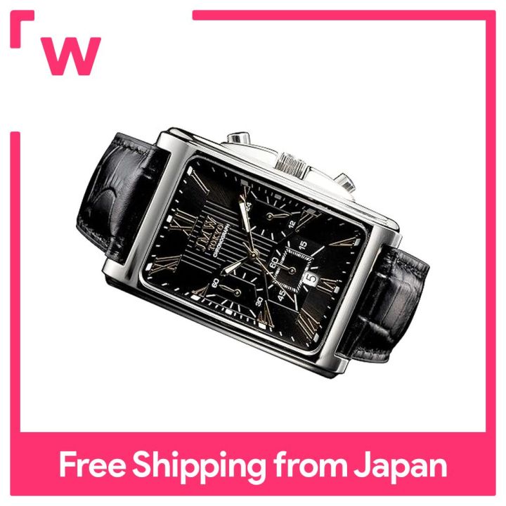 นาฬิกาข้อมือผู้ชาย JMW TOKYO นาฬิกาข้อมือรูปสี่เหลี่ยมสีดำและทองนาฬิกาควอตซ์สี่เหลี่ยมรุ่น ...