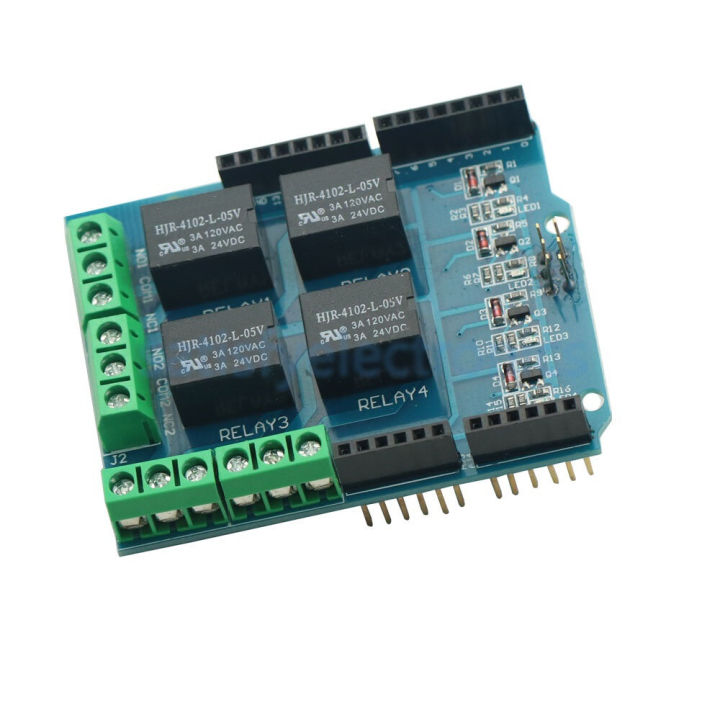 รีเลย์ 4 ช่อง สำหรับบอร์ด Arduino 4 Channel Relay Shield for Arduino ...
