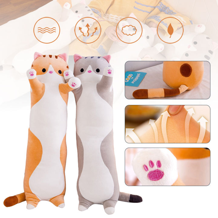 TX[COD]Cartoon Full Body Plush Pillow Cute Cat Long Throw Pillow for ...