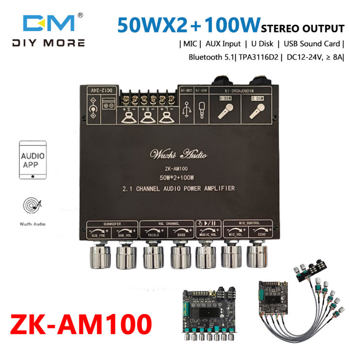 diymore ZK-AM100/AM100F 2.1 Channel Bluetooth Audio Amplifier Board Digital Amplifier Module 50W ...