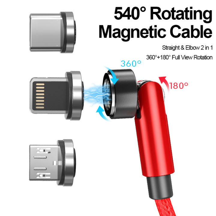 3A Fast Charging Magnetic Cable 540 Degree Rotate Support Data Transfer ...