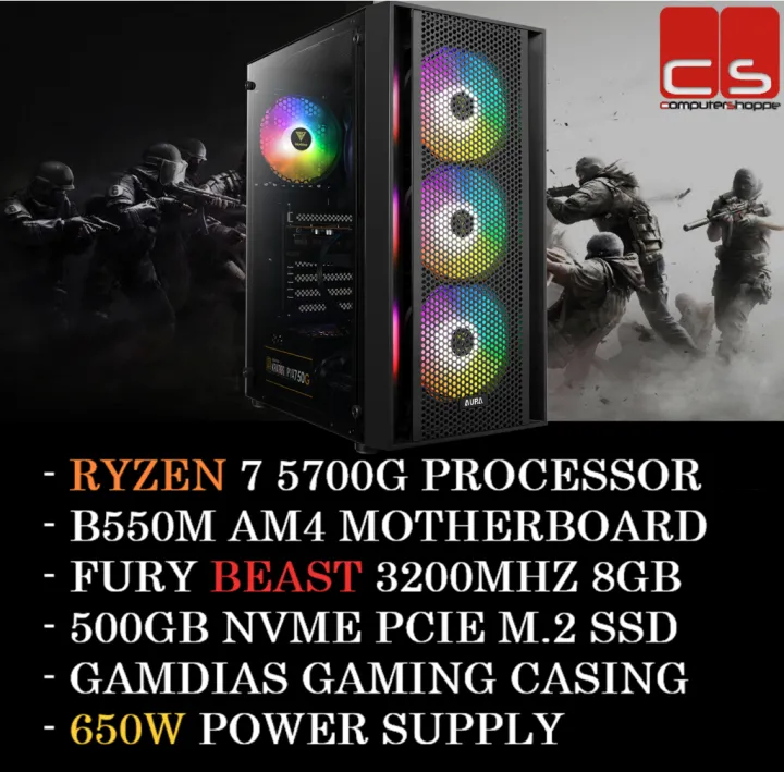 Gaming PC Package With Ryzen 7 5700G / DDR4 RAM / 500GB SSD | Lazada